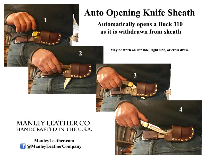 Buck 110 Auto Opening Leather Sheath – Manley Leather Co.
