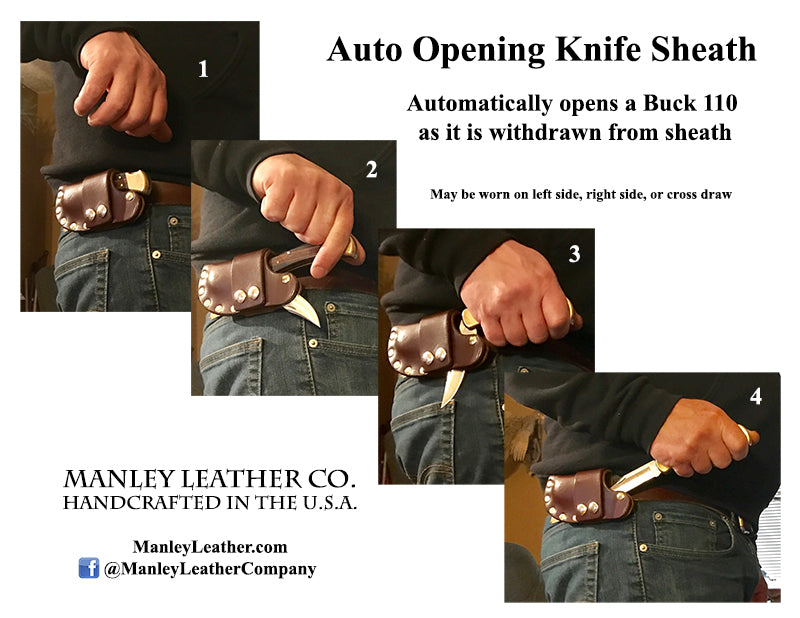 Buck 110 Auto Opening Leather Sheath – Manley Leather Co.